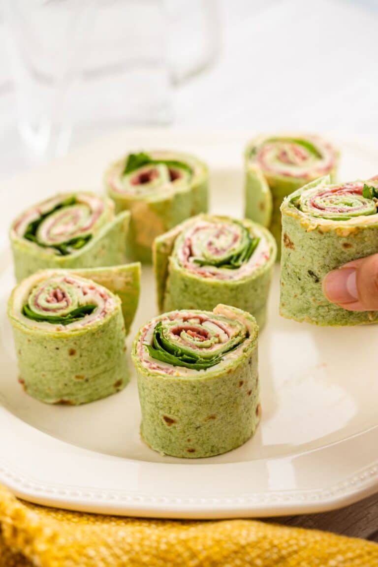 Easy Sandwich Pinwheels With Spinach and Pastrami - Totes In My Lunchbox